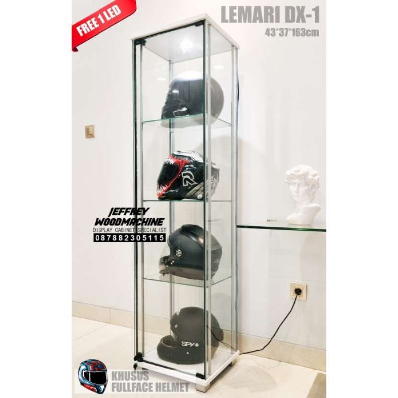 Promo LEMARI PAJANG 4 HELM FULL KACA HIAS PINTU BUKAN PLASTIK PAJANGAN ...