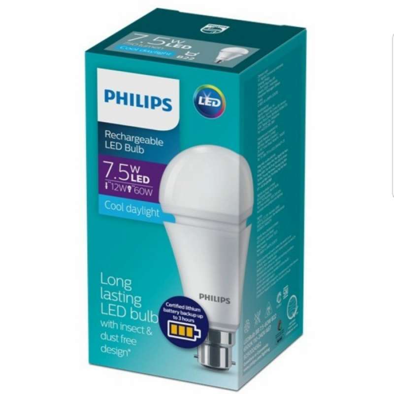 Jual PHILIPS Rechargeable LED Bulb Cool Daylight 9-75W E27 6500K PUTIH ...