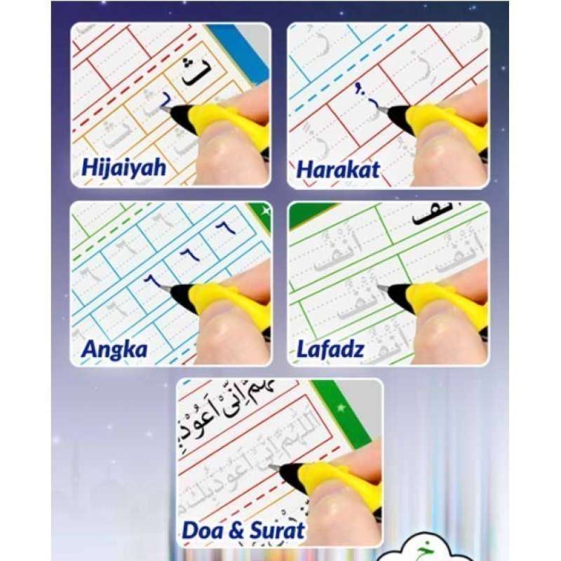 Jual 3pcs Buku Ajaib Belajar Menulis Huruf Angka Hijaiyah/arabic Magic ...