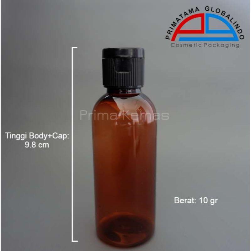 Jual Botol Fliptop 60 ml Coklat - botol kosmetik Prima Kemas - botol skincare Fliptop Hitam di ...