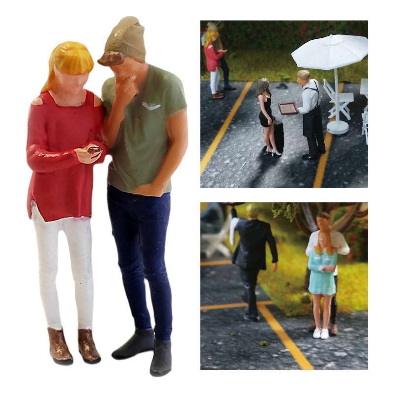 Promo 1:64 Scale Hand Painted Miniature Model Couple Figures Park ...