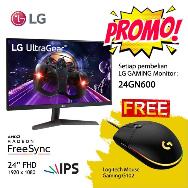 Jual LG 24GN600 -B Gaming Monitor - FREE Logitech Mouse Gaming G102 di ...