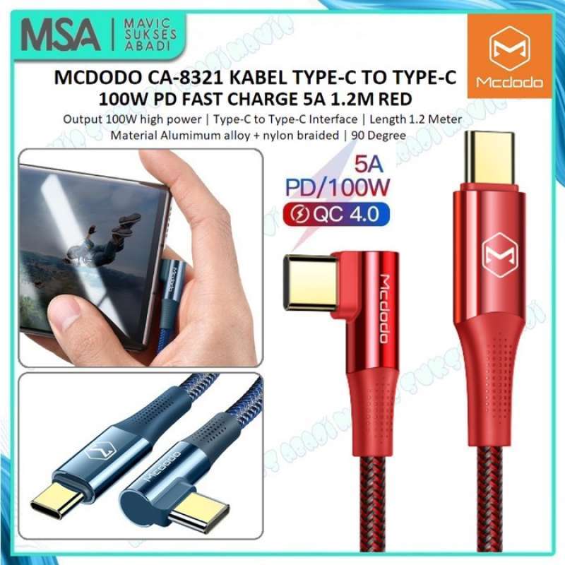 Promo MCDODO CA-832 KABEL DATA TYPE-C TO TYPE-C 100W PD FAST CHARGE 5A 1.2M - Merah Terbaru ...