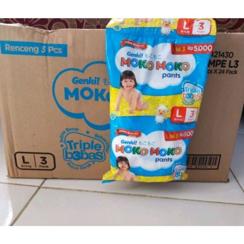 Jual GENKI MOKO MOKO PANTS TRIPLE BEBAS 1 SACHET ISI 3 PERTAMA DI ...