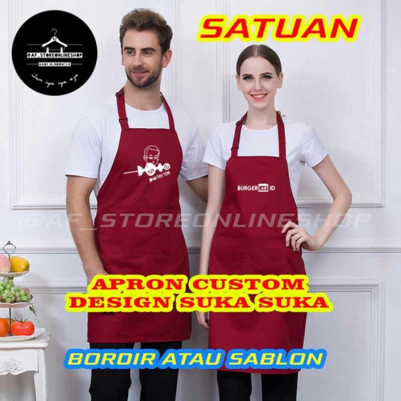 Jual Apron celemek Barista custom design logo gambar sendiri AMERICAN ...