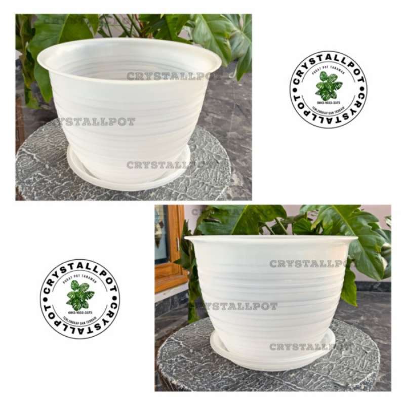 Jual pot bunga tanaman tawon HANNY bening transparan 22cm + tatakan ...