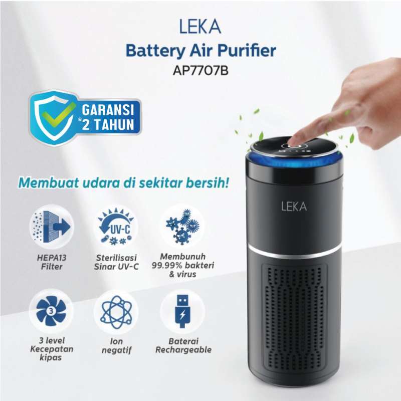 Promo Leka Ap7707 Battery Air Purifier - Hepa13 Filter Sinar Uv-c ...
