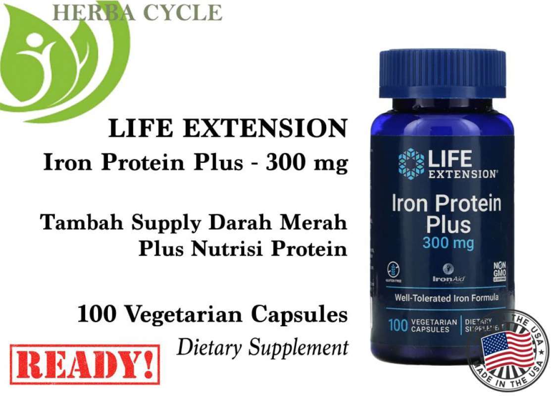 Jual Life Extension Iron Protein Plus 300mg 100cap Sup Iron Tambah ...