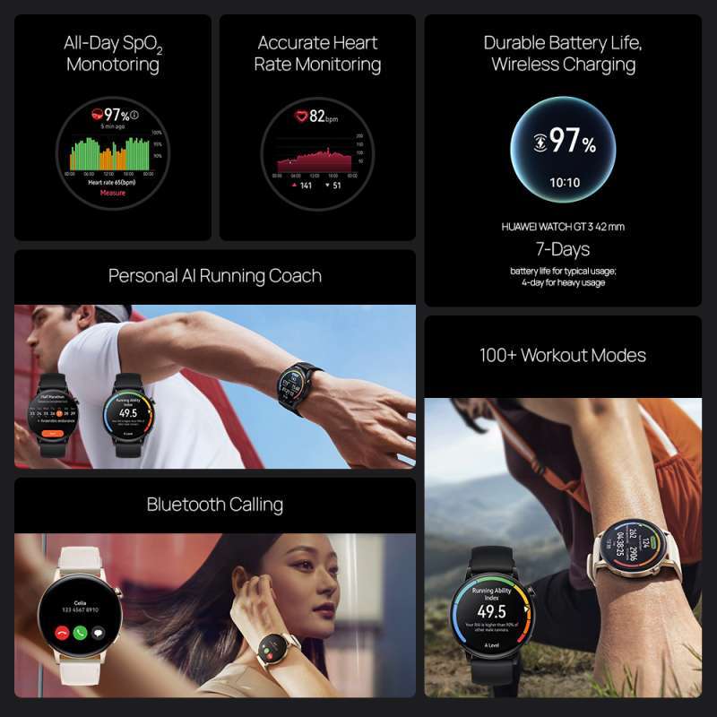 Jual Huawei Watch Gt 3 42mm Smartwatch | All-day Spo2 Monitoring | 100 ...