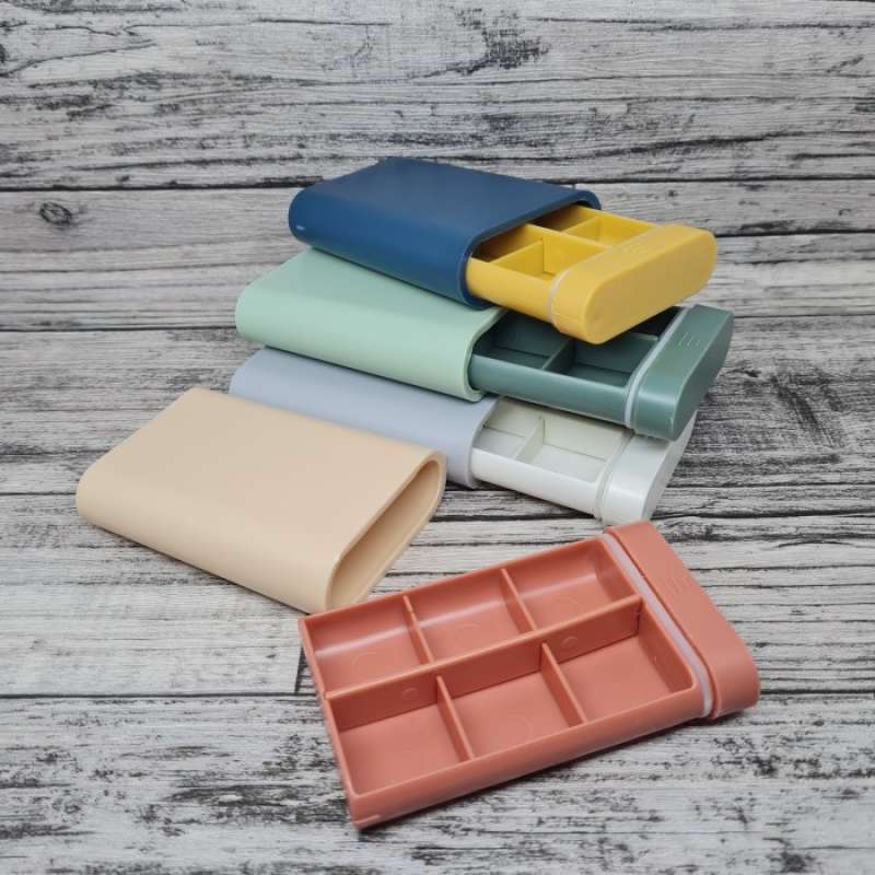 Jual Kotak obat vitamin harian 6 sekat 3 sekat model tarik / sliding ...