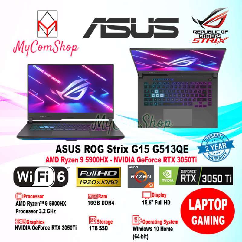 Jual ASUS ROG Strix G15 - G513QE Ryzen 9 5900HX 16GB RAM 1TB SSD RTX ...