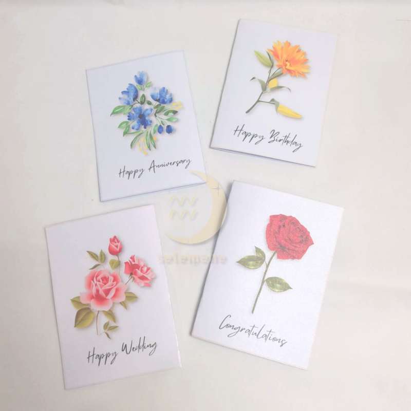 Jual Kartu Ucapan Motif Bunga - Greetings Card - Custom Ucapan Premium ...