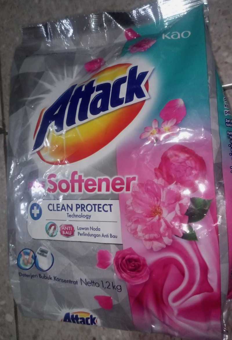 Jual Attack Detergent Powder Plus Softener pink 1,2Kg di Seller Warung ...