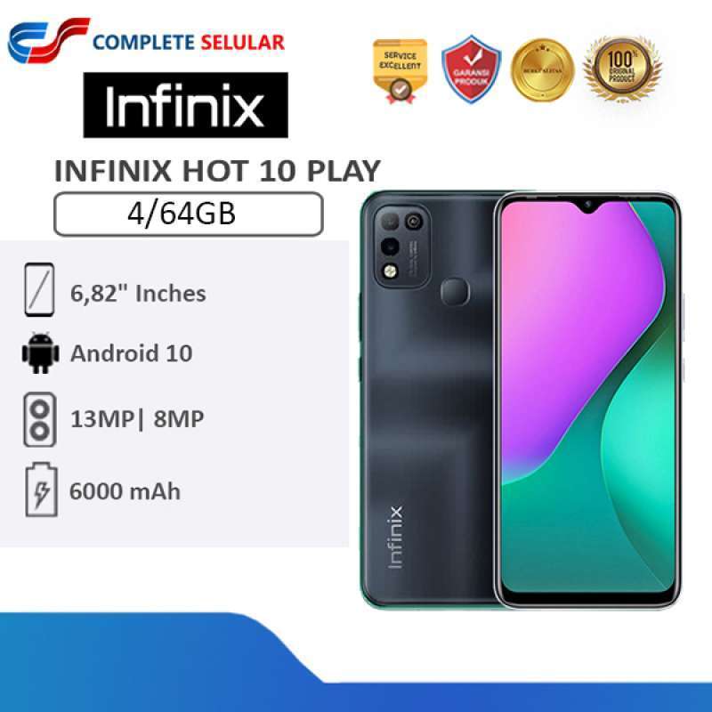 Jual Infinix Hot 10 Play 4/64GB - Black di Seller gemini cell ...
