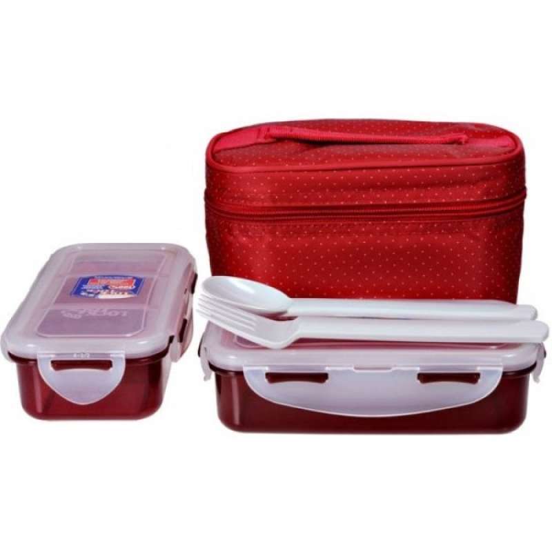 Promo Lock&Lock Lunch Box Set with Red Bag - HPL752DR - Merah ...