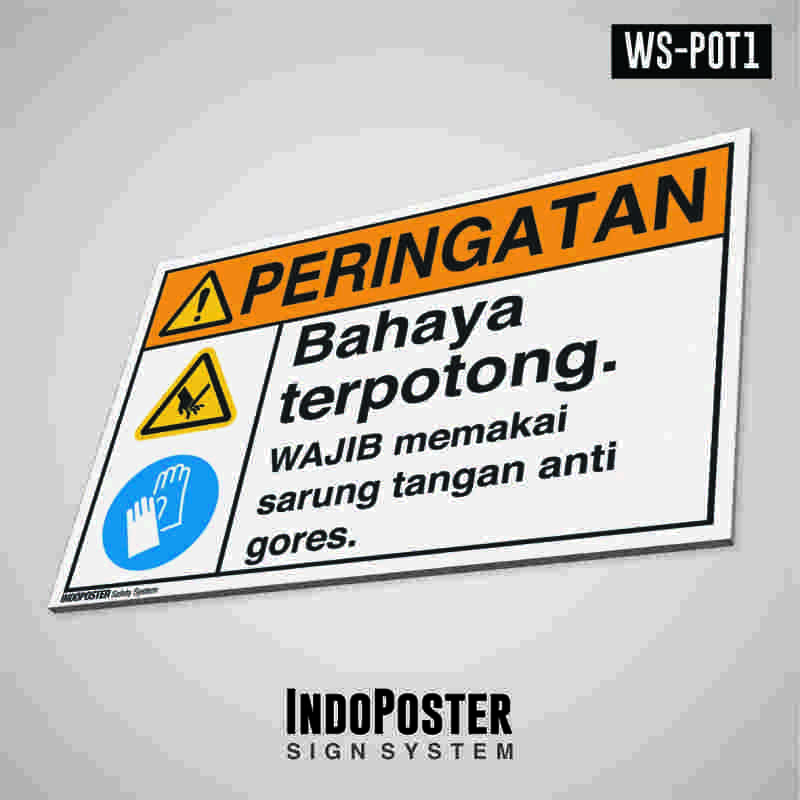 Jual Safety Sign K3 PVC ANSI Bahaya Terpotong Wajib Sarung Tangan ...