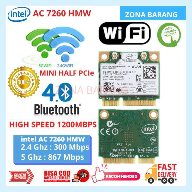 Intel Dual Band Wireless AC 8265 Intel Wireless-AC 7260 Mini PCIe WiFi ...