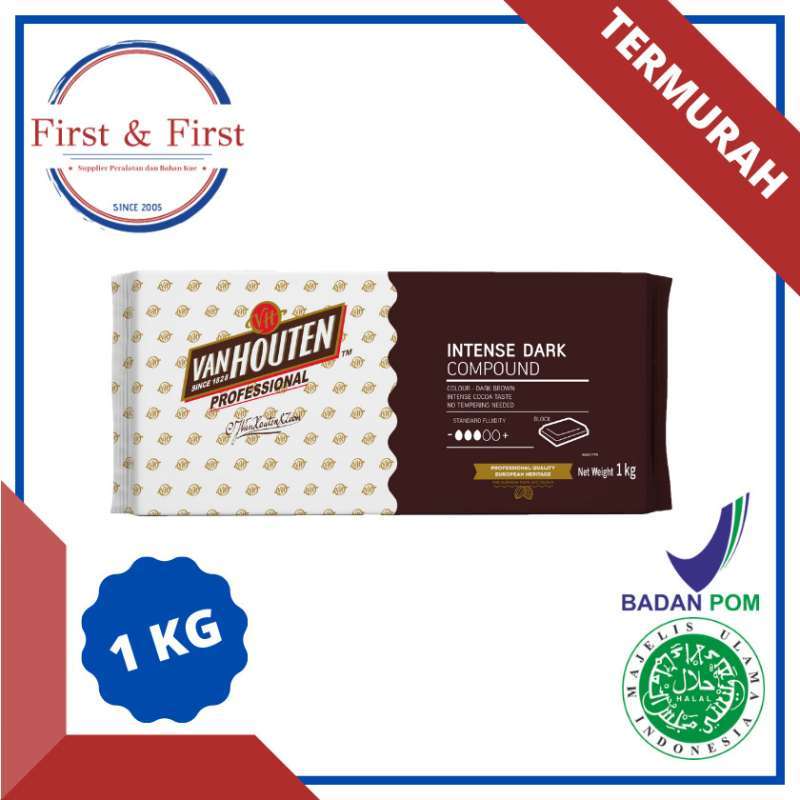 Jual Van Houten Intense Dark Compound Block 1 Kg - Dark Chocolate ...