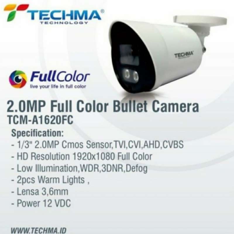 Promo Camera cctv techma 2mp colorVu Outdoor Full HD 1080p Diskon 9% di ...