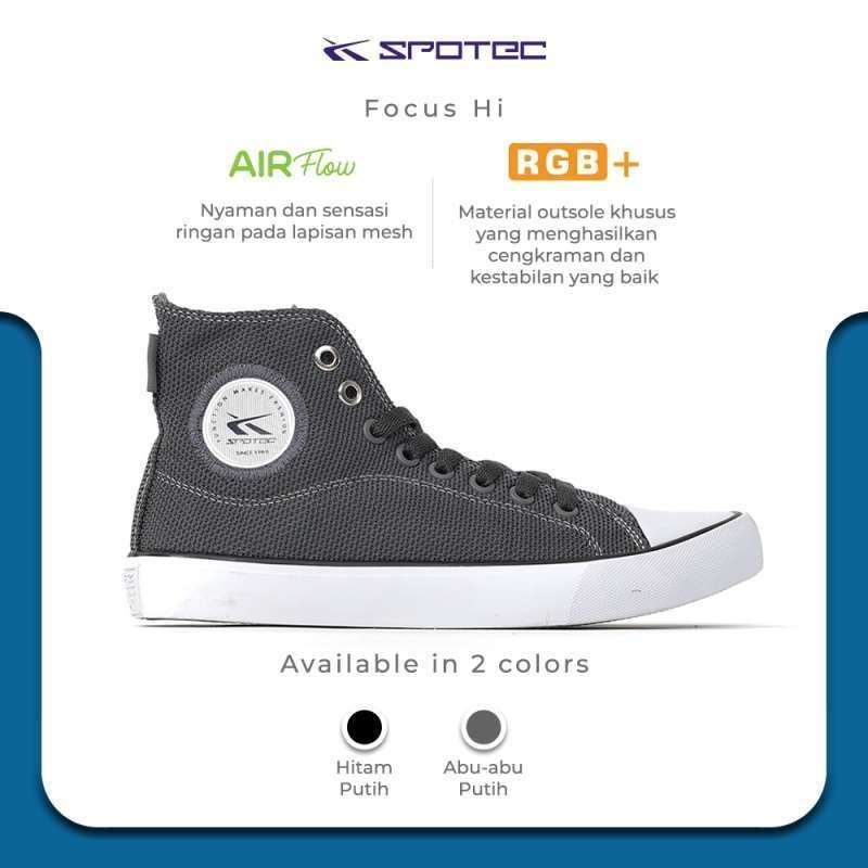 Jual SPOTEC Sepatu Vulcanized Focus HI Abu-Abu Tua - Putih di Seller ...