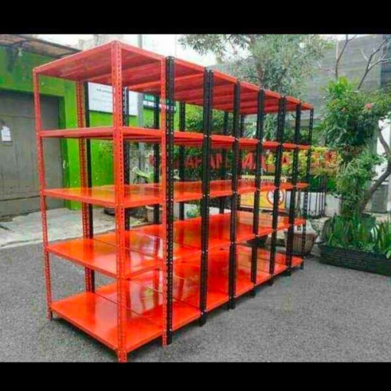 Promo rak siku besi 5 susun L40cm p100cm t200cm - Hitam Diskon 6% di ...