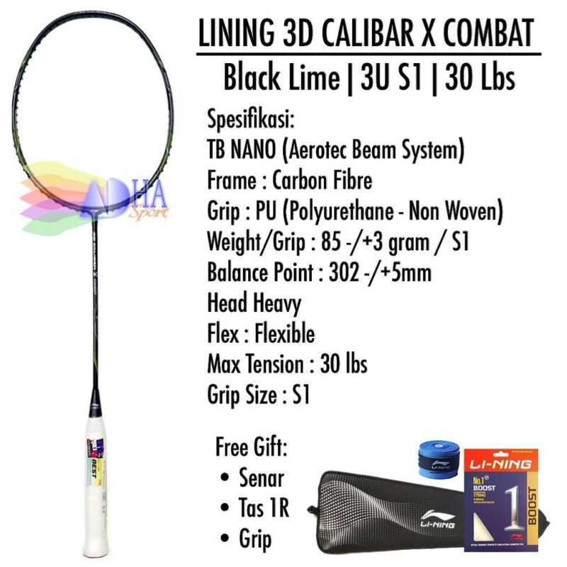 Jual Lining 3D Calibar X Combat Original Raket Badminton ADHA SPORT di ...