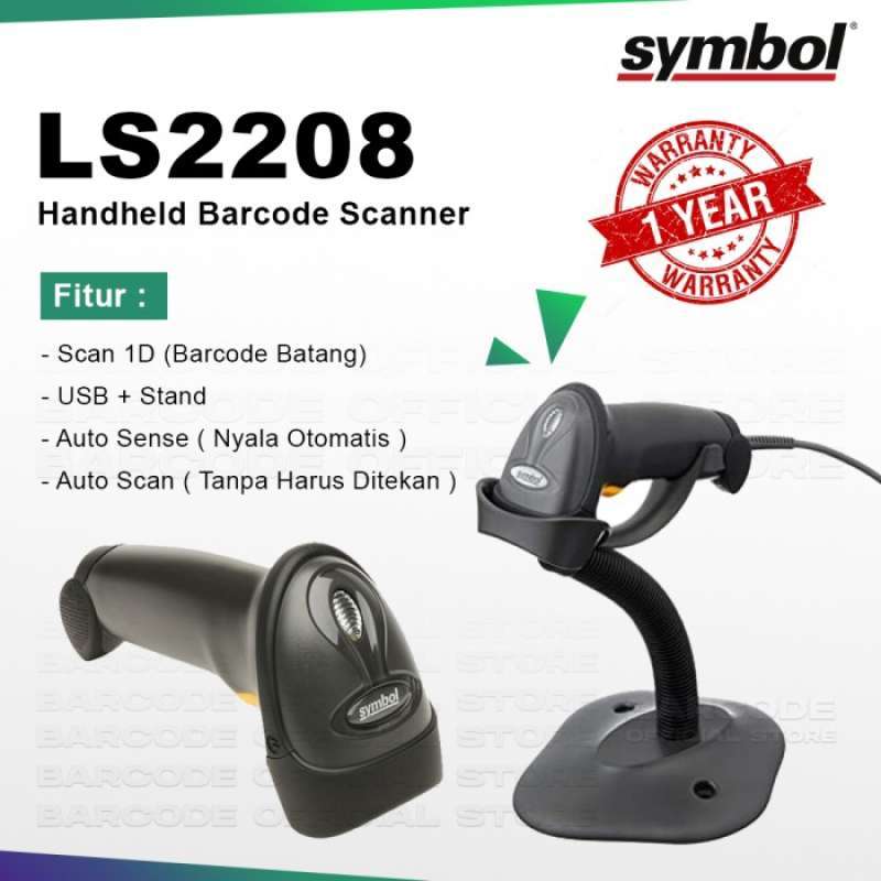 Jual Handheld Barcode Scanner Zebra Motorola Symbol LS2208 LS-2208 ...