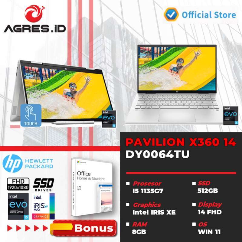 Jual HP PAVILION X360 14 DY0063TU / DY0064TU 2IN1 TOUCH I5 1135G7 8GB ...