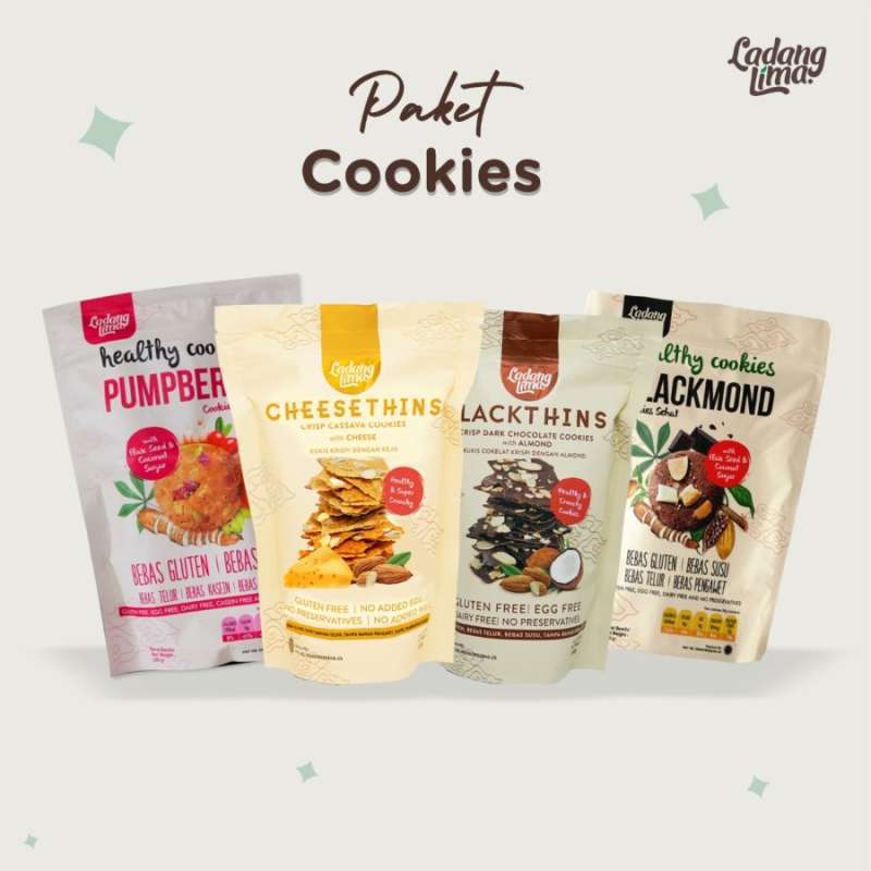 Jual Paket Cookies Ladang Lima - Healthy Cookies 4 Varian Rasa Di ...