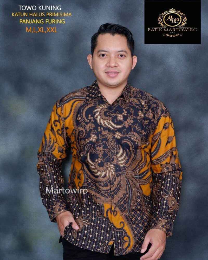 Jual Batik Lengan Panjang Warna Kuning Kunyit / Kemeja Batik Panjang ...