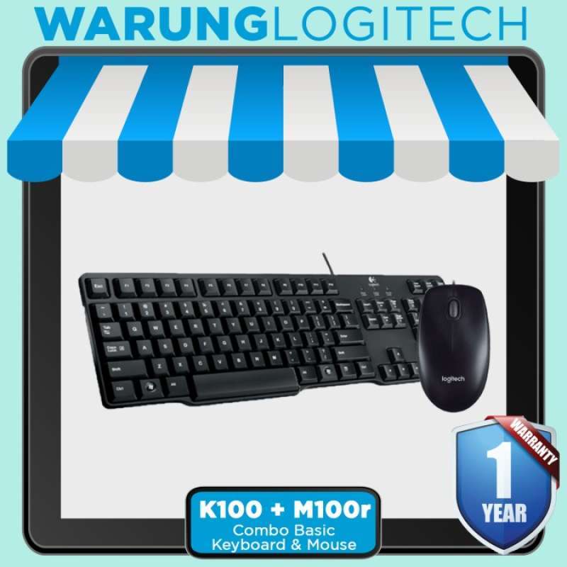 Jual ORIGINAL LOGITECH CLASSIC KEYBOARD K100 + MOUSE USB M100R di ...