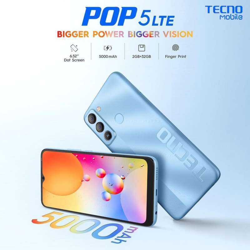 Jual Tecno Pop 5 Lte [ 2gb + 32gb, 6.5 Hd+, 5000 Mah, Finger Print ...