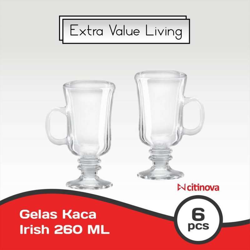 Promo CITINOVA Gelas Kaca Irish Set 6 Pcs Gelas Kopi Gelas Es Krim ...