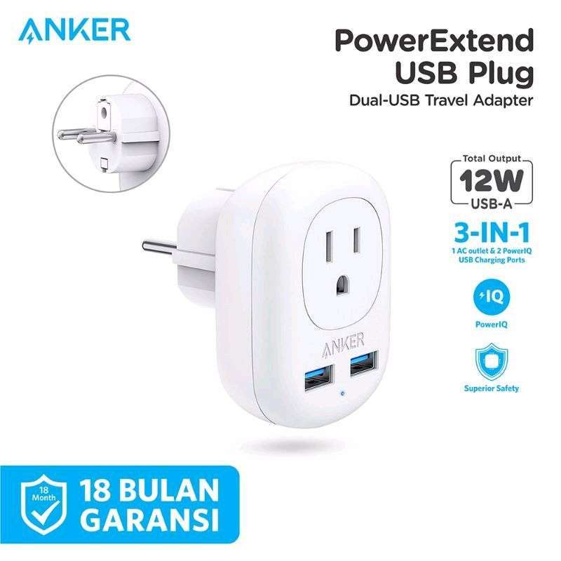 Jual Anker PowerExtend and USB Plug travel adapter Resmi Anker di ...