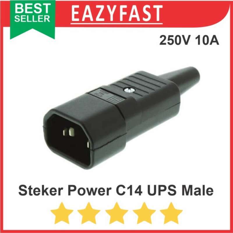 Jual Steker AC UPS C14 IEC Connector Power Plug Male Konektor Colokan ...