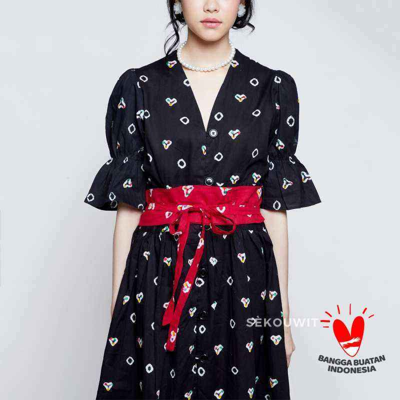 Jual Ivy Obi (belt/sabuk) Batik Jumputan Biru Red Sèkouwit Di Seller ...