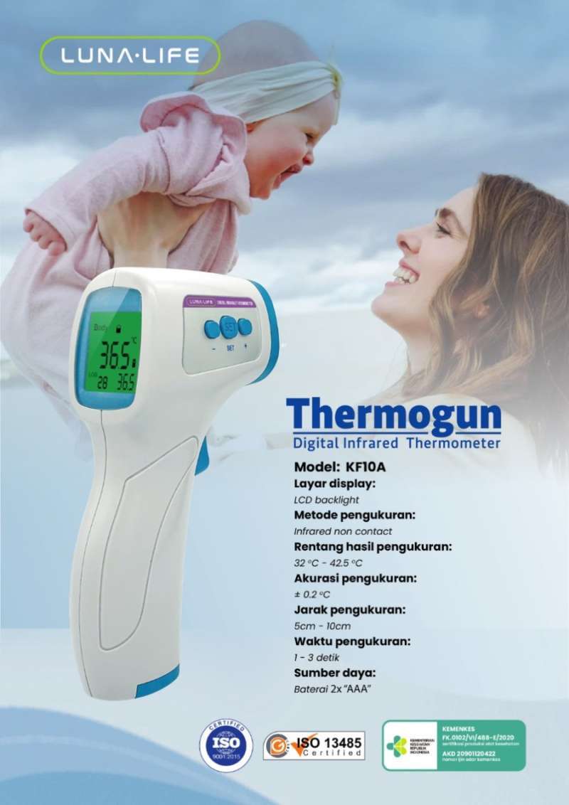 Promo LUNA LIFE HEALTH Termometer Non Kontak Infrared Garansi Resmi ...