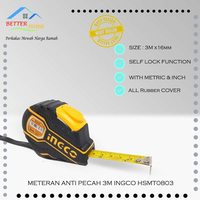 Jual Meteran Karet Auto Stop Anti Pecah 3 Meter X 16 Mm Ingco Di Seller Better House Jakarta ...