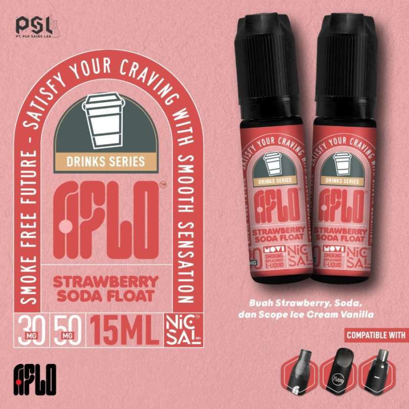 Jual LIQUID AFLO NICSAL99+ STRAWBERRY SODA FLOAT 15ML di Seller MOVI ...