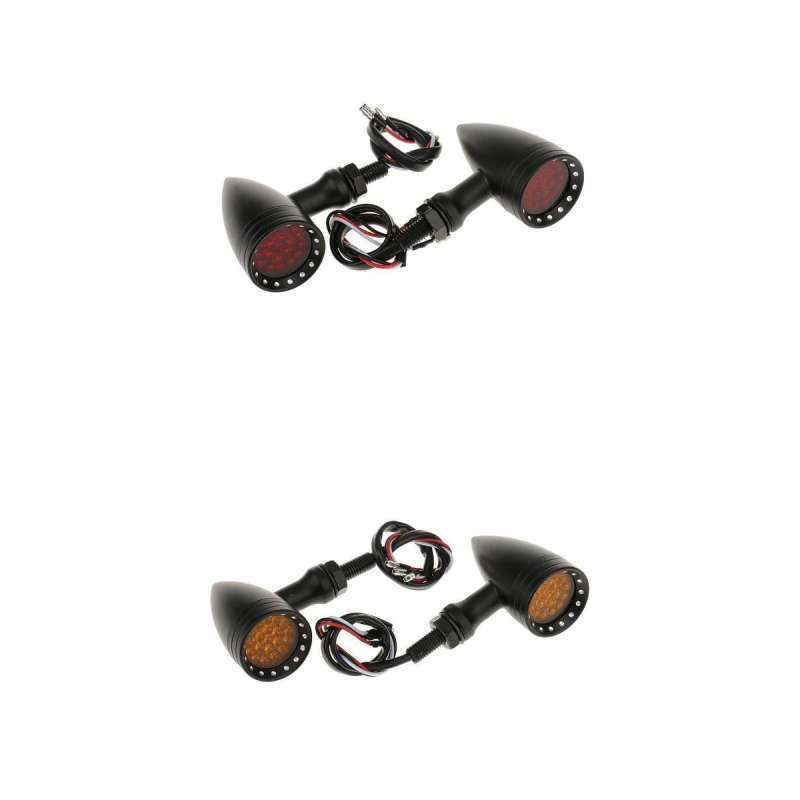 Jual Amber & Red Motorcycle Turn Signal Light Cafe Racer Chopper Bike ...