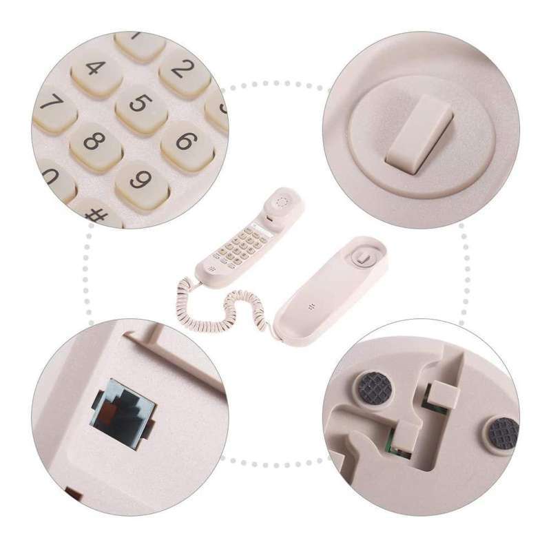 Jual Wall Mount Desktop Corded Fixed Telephone Landline Wired Handset ...