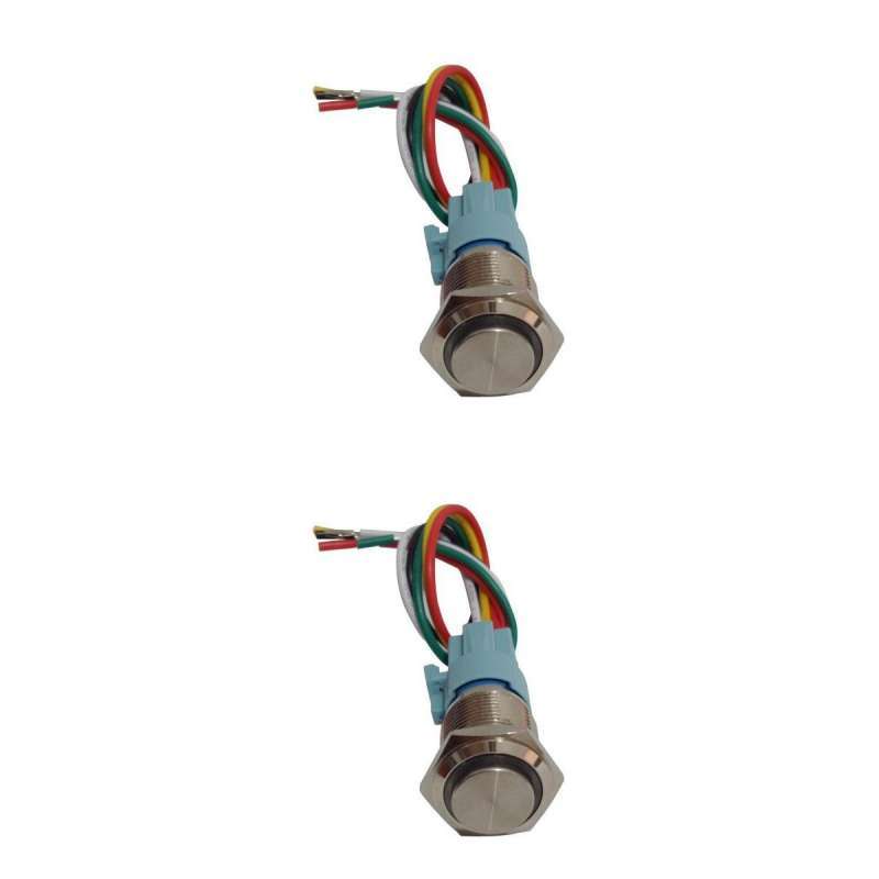 Promo 2Pcs 16mm Stainless Steel Metal Push Button Latching Switch LED ...