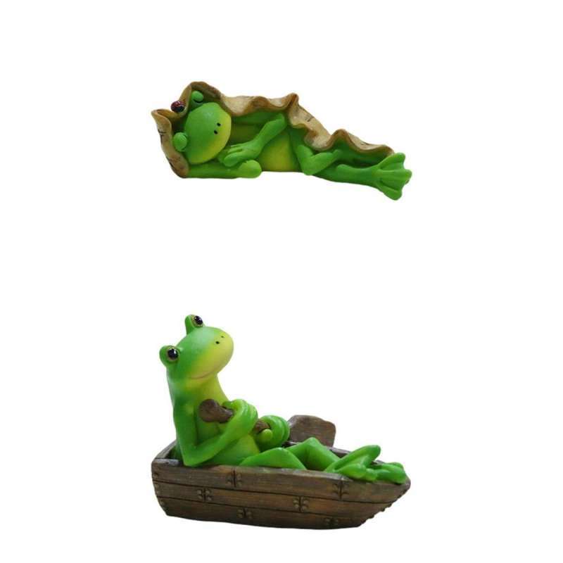 Promo 2x Frog Figurine Resin Frogs Statue Miniature for Desk ...