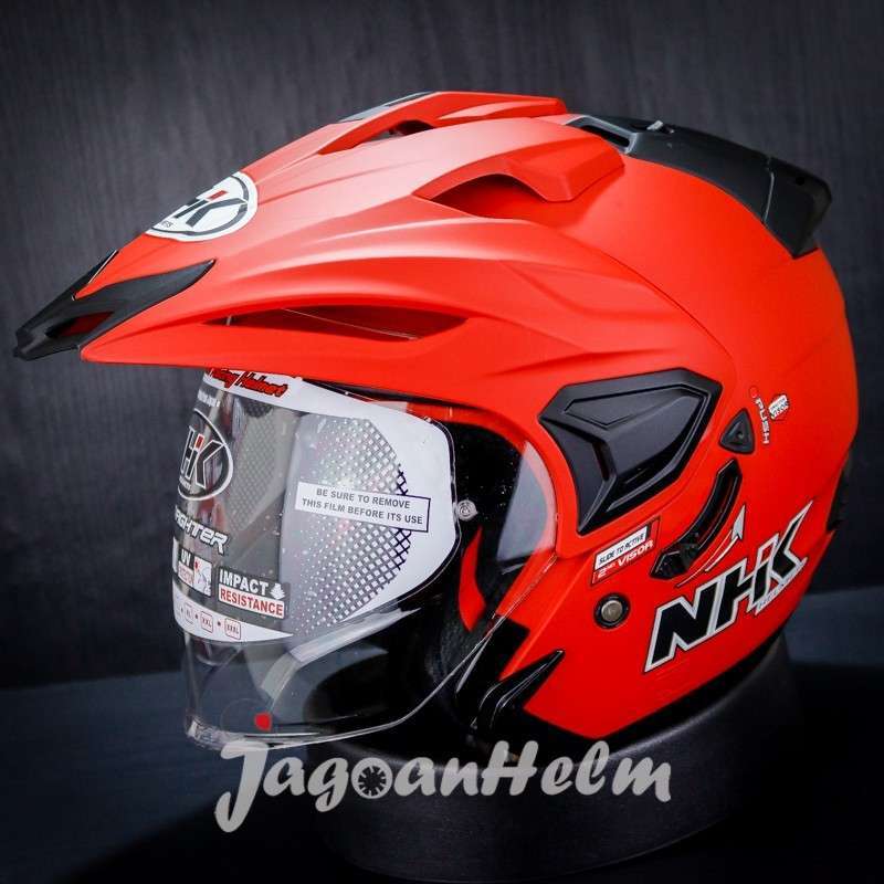Jual NHK Helm Predator CRYPTON | RED DOFF | Half Face Double Visor di ...