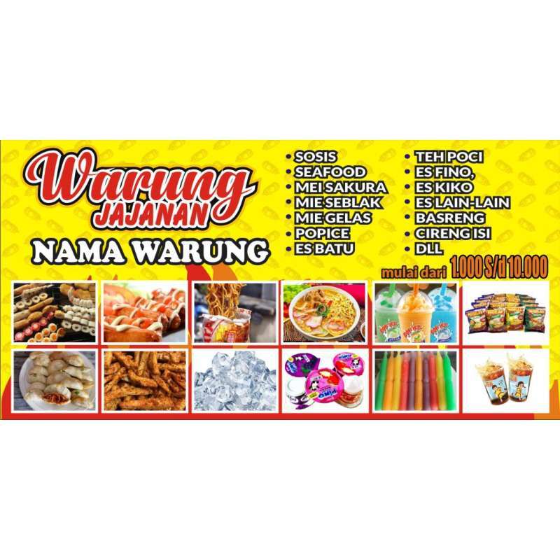 Promo Cetak Spanduk Warung Jajanan Bisa Ganti Nama dan Menu Desain ...
