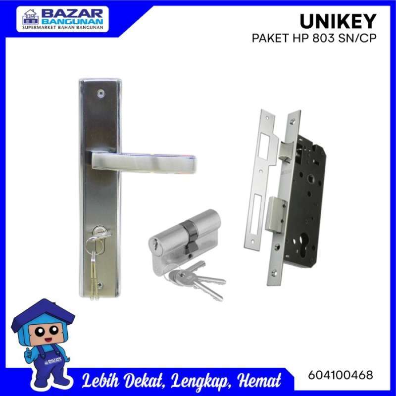 Jual Ready PAKET GAGANG PINTU / HANDLE SET UNIKEY HP 803 ECO SN/CP di ...