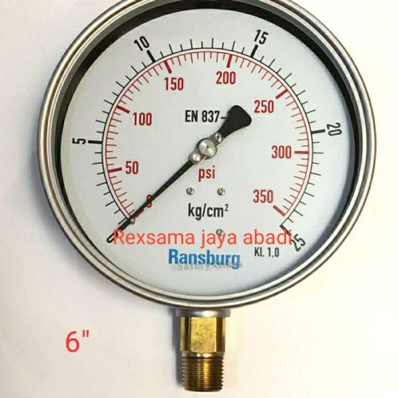 Jual Pressure Gauge 6 Inch-16 Bar(kg/cm2) Raket Ss-brass Ransburg Di Seller Jihan - Wanajaya ...