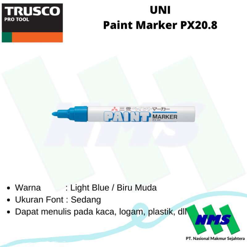 Jual Spidol Permanent Paint Marker Biru Muda UNI PX20.8 TRUSCO 441-8841 ...
