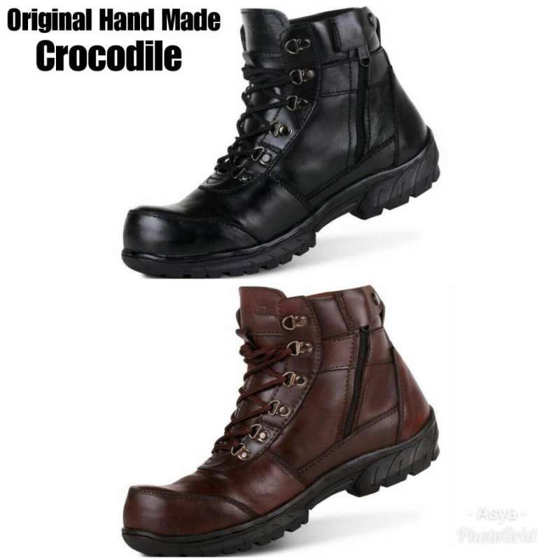 Jual Sepatu Crocodile Proyek Premium Kulit asli Safety Boots ujung besi ...