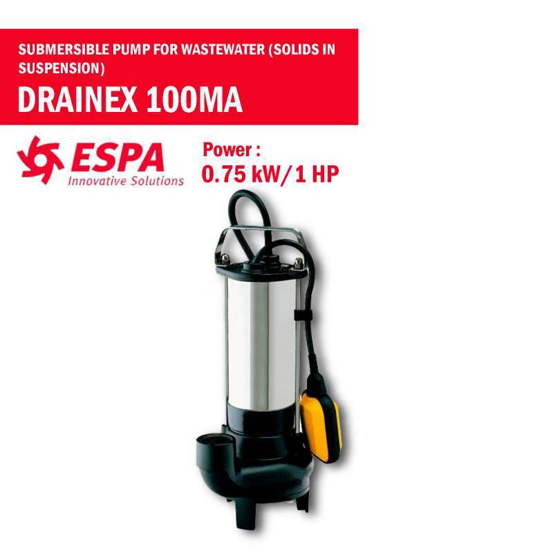 Jual Pompa Celup Air Kotor Espa Drainex 100 MA (0.75 kW) Dilengkapi ...